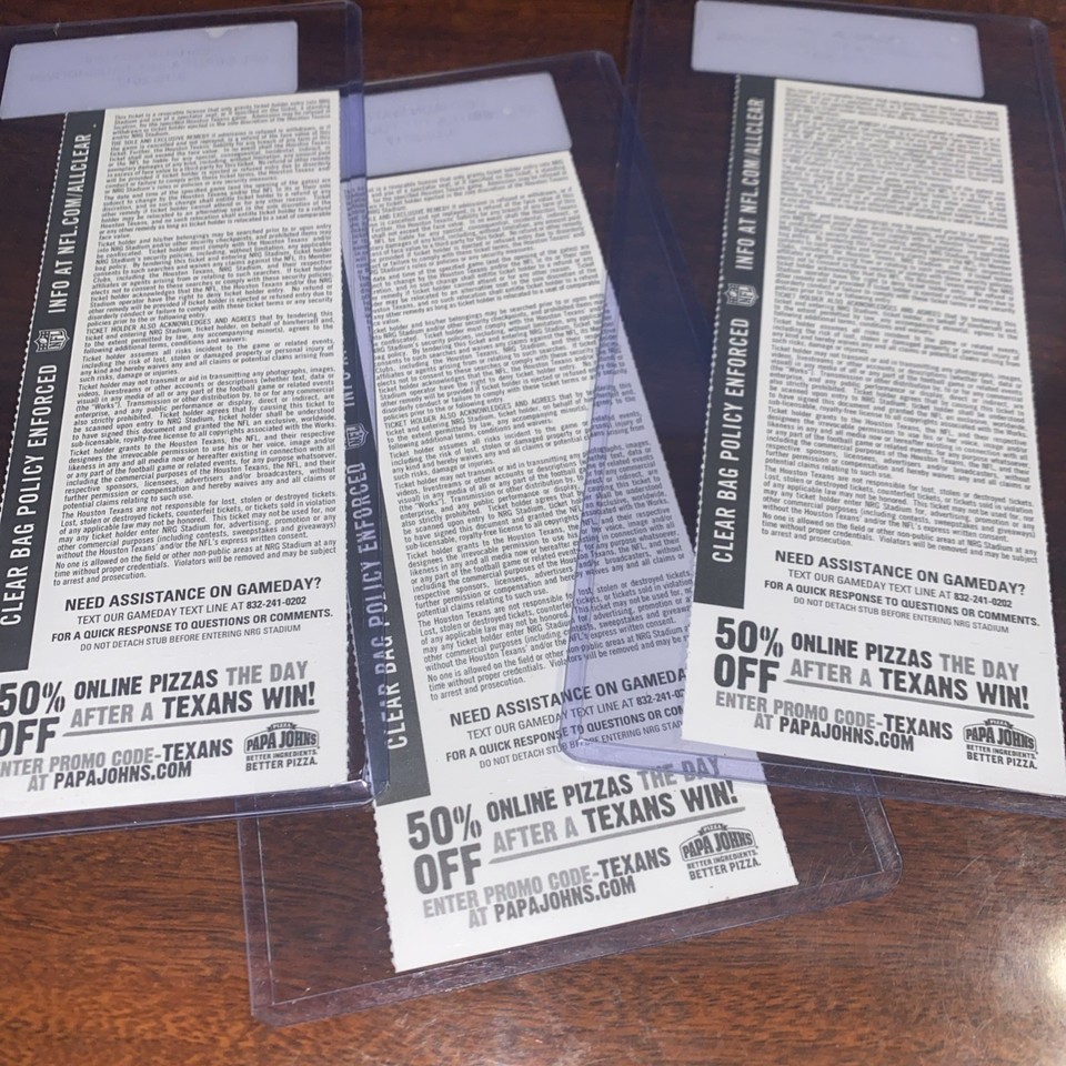 2017 DESHAUN WATSON & LEONARD FOURNETTE NFL DEBUT FULL TICKET 9/10/17 ...