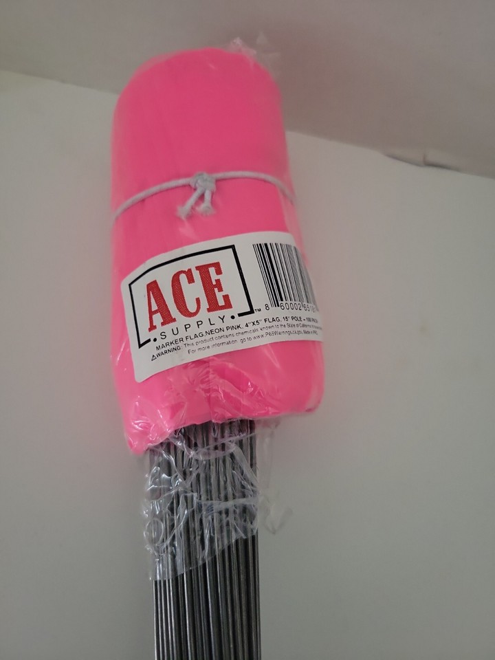 Pink Marking Flags 100 Pack - ACE Supply - 4x5-Inch Flag on 15-Inch | eBay