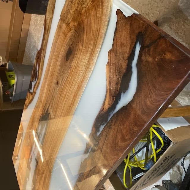 White Epoxy Table, Resin Dining Table, Living Room Epoxy Table, Home ...