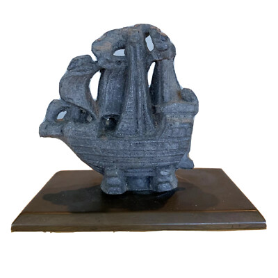 Antique MAYFLOWER Ship Boat Figurine CAST-IRON PAPERWEIGHT on Bronze ...