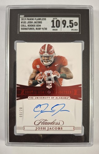 2019 Flawless Collegiate Alabama Josh Jacobs Ruby RC Auto 9/20 Card SGC ...