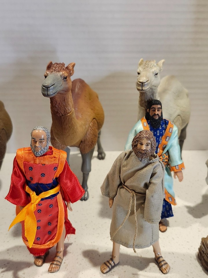 Bible Quest Action Figure Nativity Set Three Wise Men Joseph Camels Lot ...