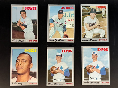 Manuel, Wegener, Boyer, Gladding, May, 1970 Topps, 6 Card Lot, Cards NM ...