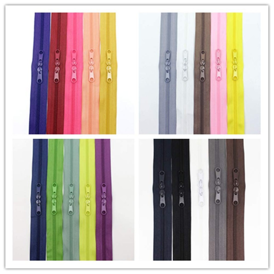 20 PCS Double Slider Zippers 30 Inch 3 Nylon Coil Head To Head 20 ...