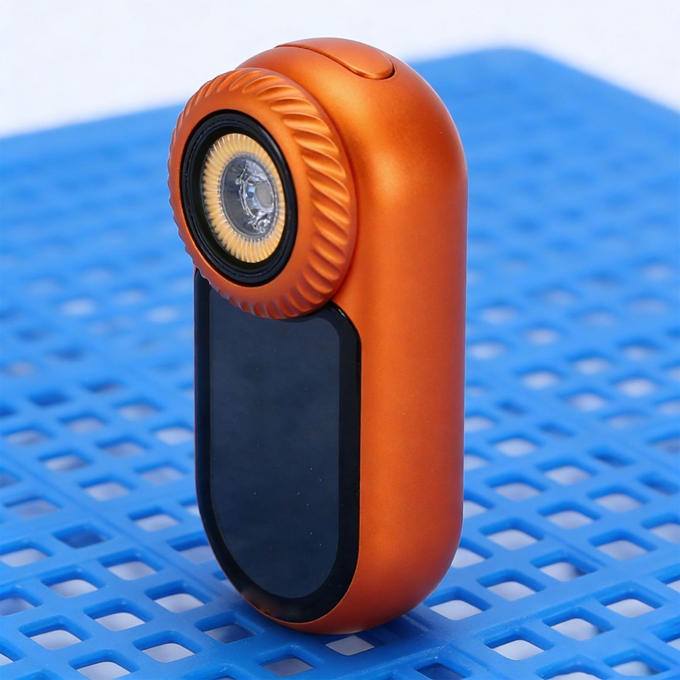 Orange Small LED Flashlight With RGB Pixels Display Aluminum Adjustable ...