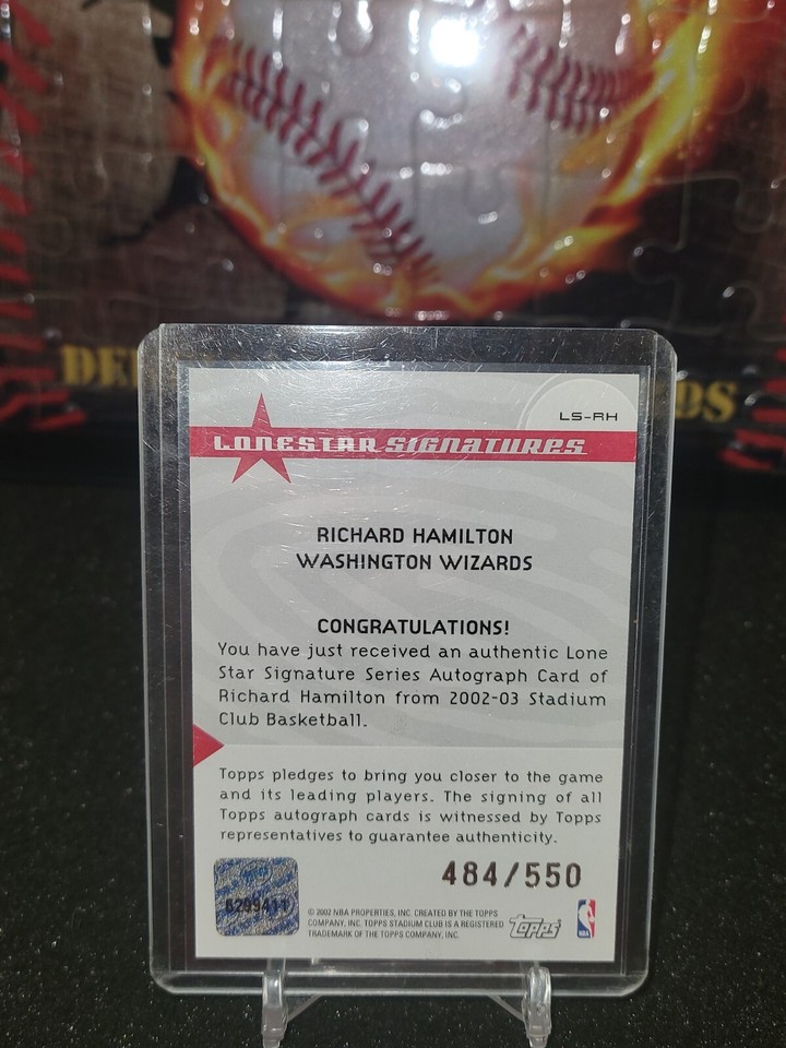 Richard Hamilton WIZARDS 1999 Topps Stadium Club Lone Star Signature ...