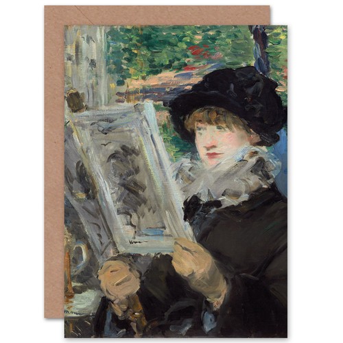 Manet Woman Reading Book Impressionist Painting Fine Art Blank Greeting ...