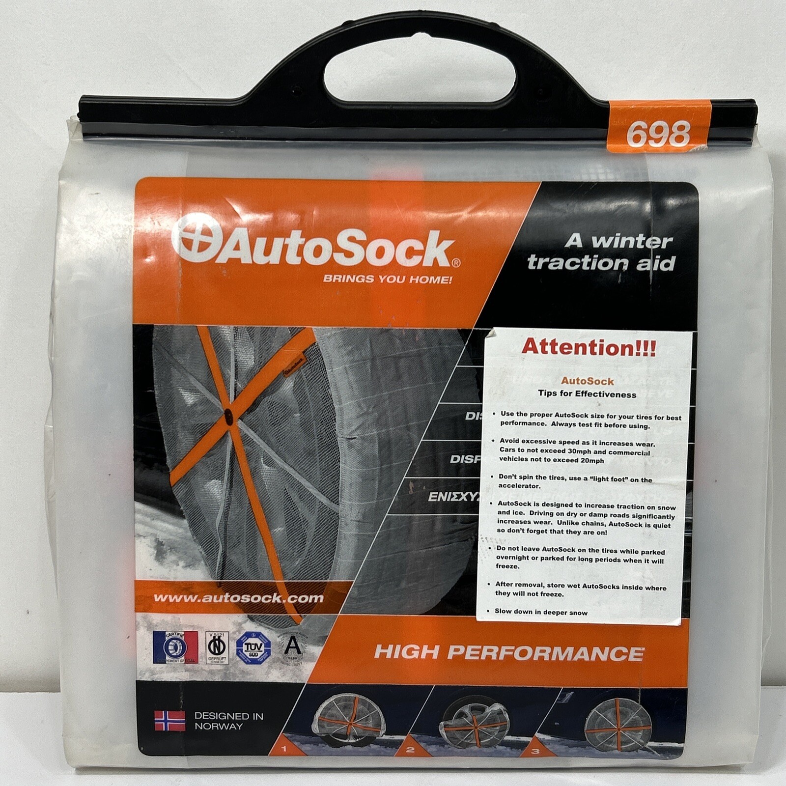 AutoSock 697 Emergency Winter Traction Device Tire Chains Snow Tires ...