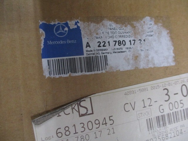 2008-2015 MERCEDES S550 S600 S63 S65 SUNROOF GLASS PANEL 2217801721 ...