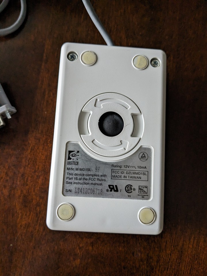 Logitech M-MD15L-9F Ball Type Corded Vintage Computer Mouse w/ Serial ...