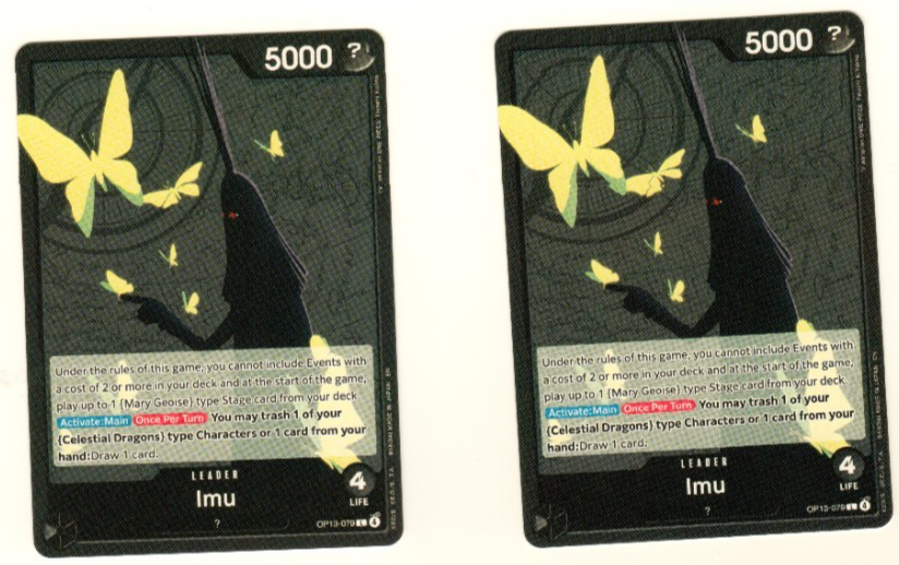 Set Of 2 Imu OP13-079 Leader One Piece Trading Card | eBay