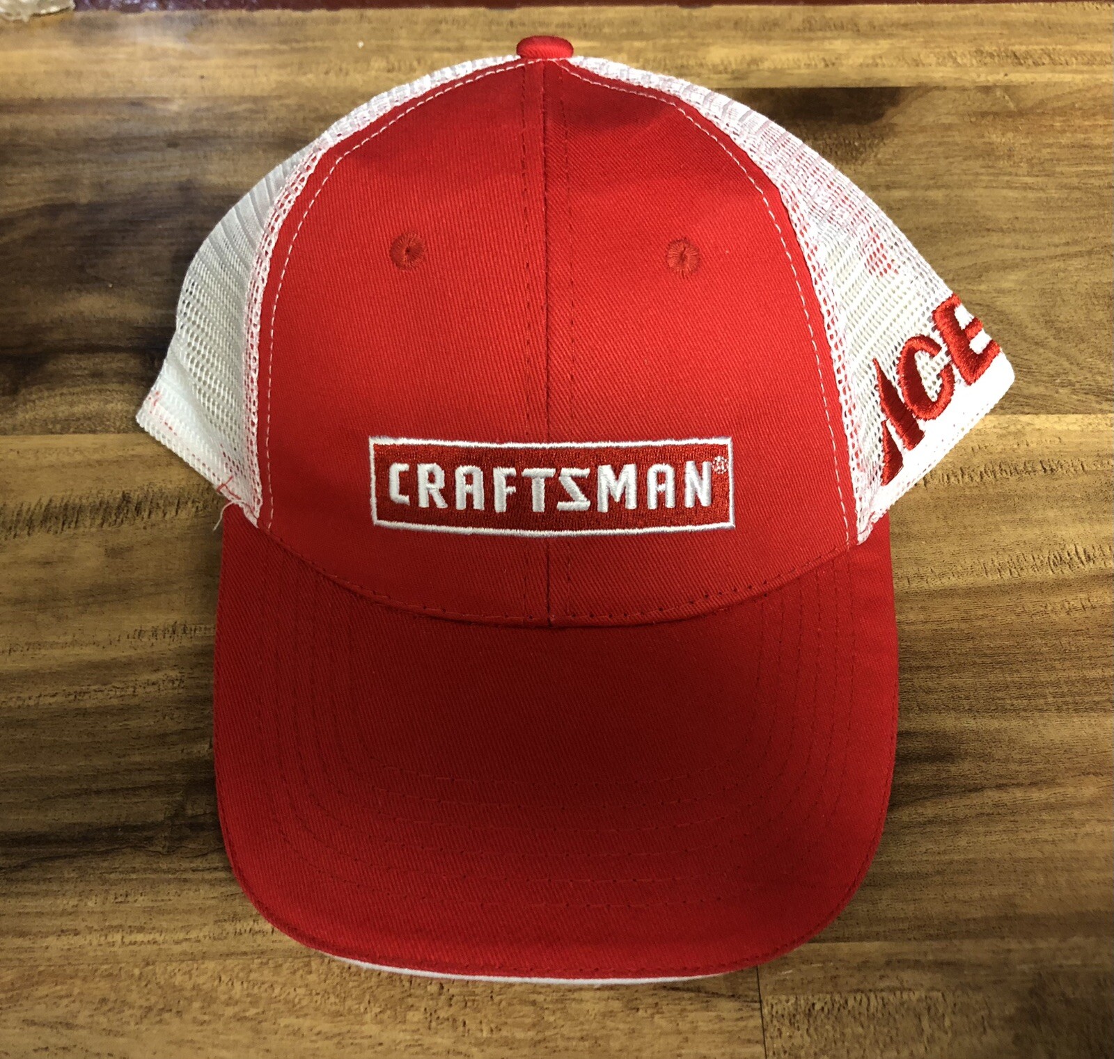 Craftsman ACE Hardware Hat Cap Red White Embroidered Trucker Mesh Snap ...