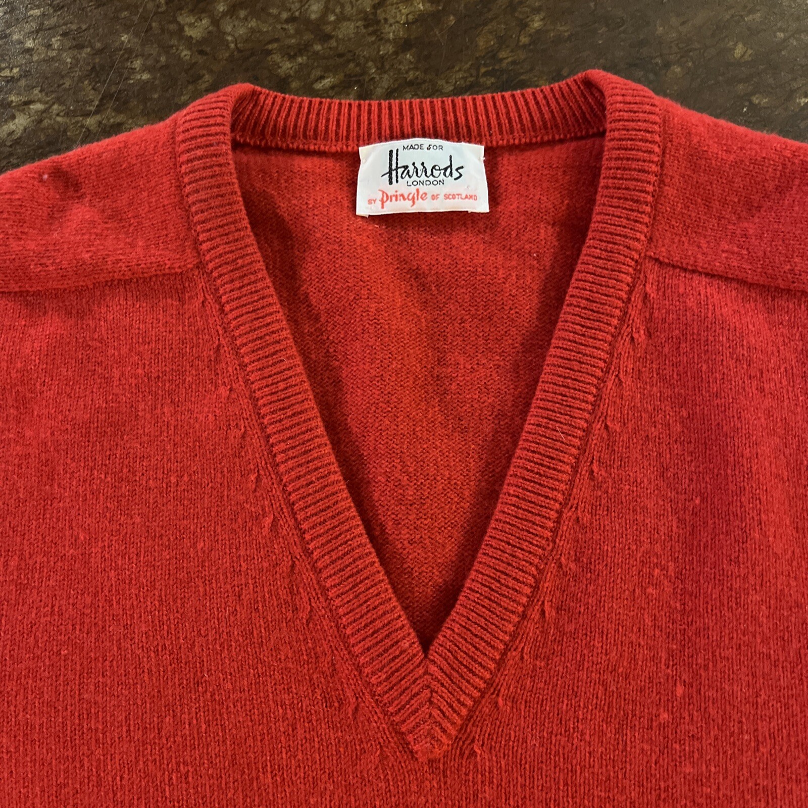 Vintage Harrods of London, Pringle of Scotland V-Neck Lambswool Red ...