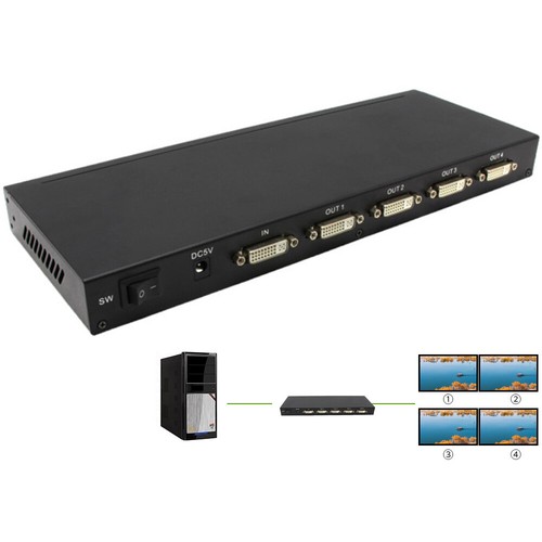 4 Port DVI Splitter Distributor 1x4 DVI 1 In 4 Out 4KX2K/30Hz for ...