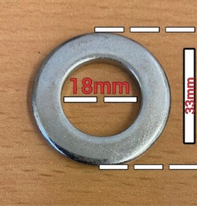 18mm FLAT WASHER MEDIUM STEEL WASHER X 1 BRAND NEW 33mm x 18mm x 3mm ...