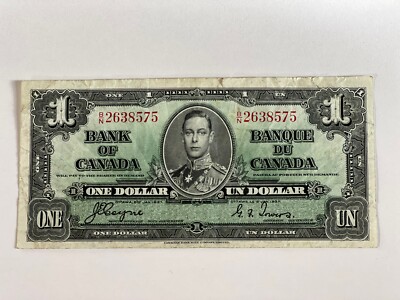 $1 Bank Of Canada 1937 King George VI Note Small Tear | eBay