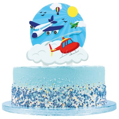 Aeroplane Cake Topper Helicopter Happy Birthday Decoration Flying Pilot ...