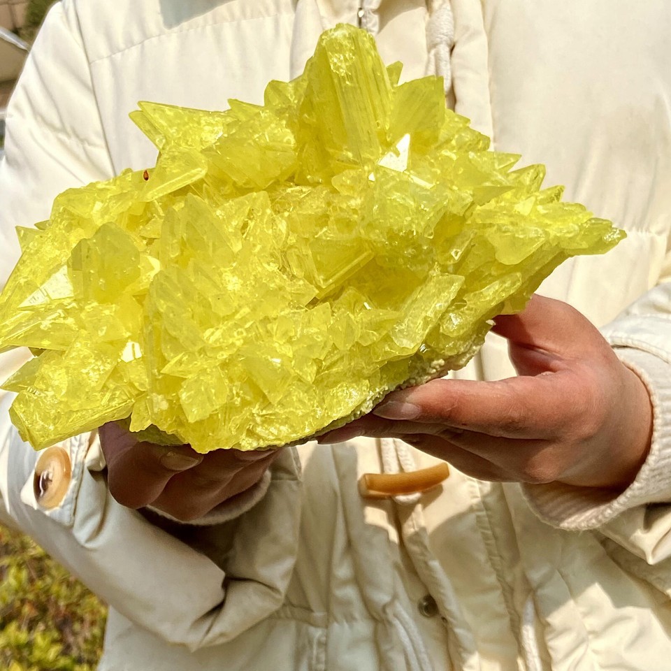 3.92LB Rare yellow sulfur crystal quartz crystal mineral specimen | eBay