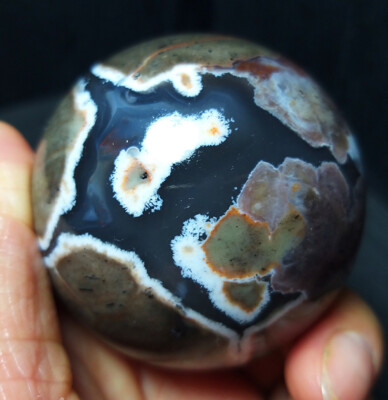 RARE 262g Natural Polished Football Agate Crystal Sphere Ball Healing ...