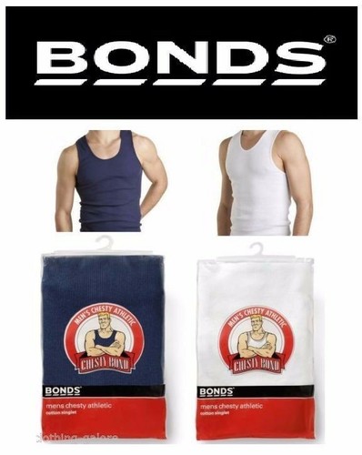 Bonds 3 Pack White Navy Black Chesty Cotton Singlets Underwear Mens ...