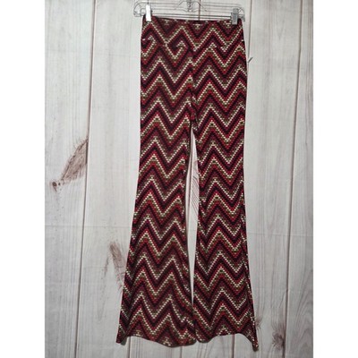 No Boundaries Womens Bell Bottom Pants Geometric Zig Zag Print Size S ...