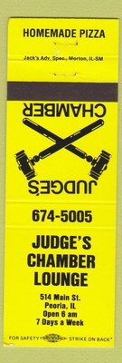 Matchbook Cover - Judge's Chamber Lounge Pizza Peoria IL | eBay