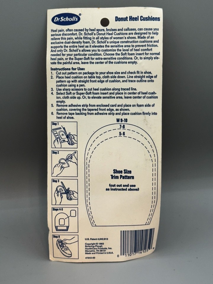 Dr. Scholl's DONUT HEEL Cushions w/ Mini Cushions Womens 1993 NEW | eBay