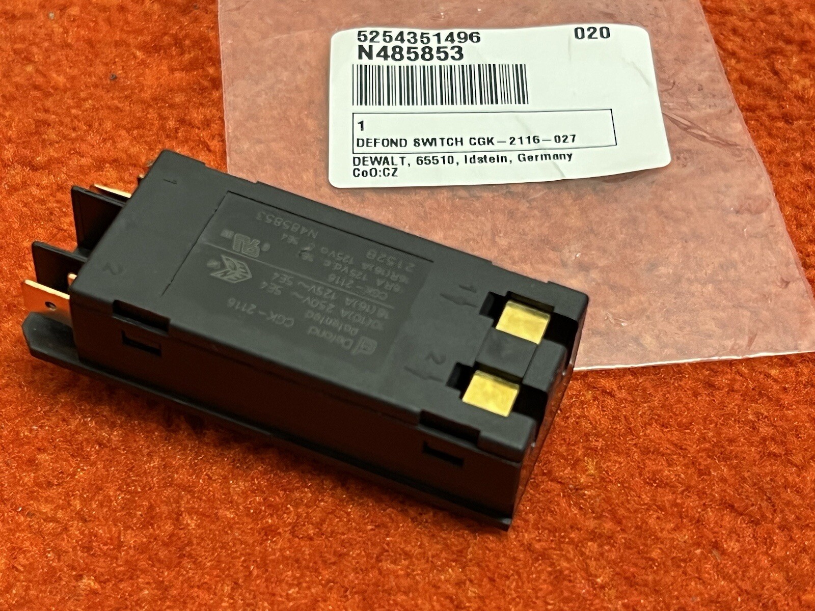 Genuine Dewalt Defond Switch CGK For Demolition Hammer D25940KB2 ...