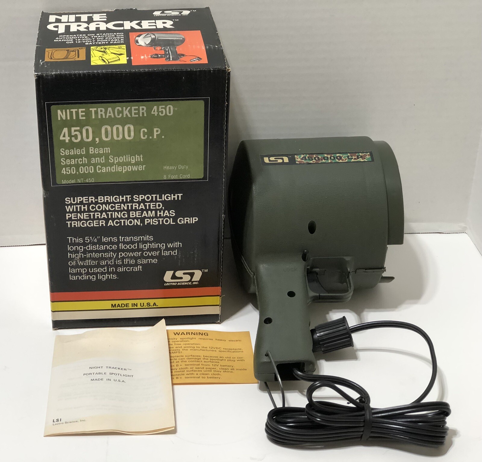 Vintage 450,000 CP SPOTLIGHT Lectro Science NITE TRACKER 450 Handheld ...