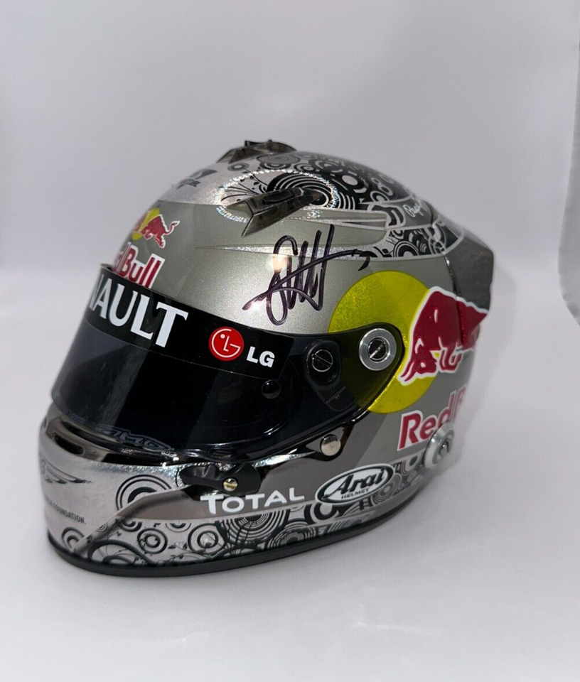 Sebastian Vettel signed 2010 Red Bull Abu Dhabi Championship 1:2 Helmet ...