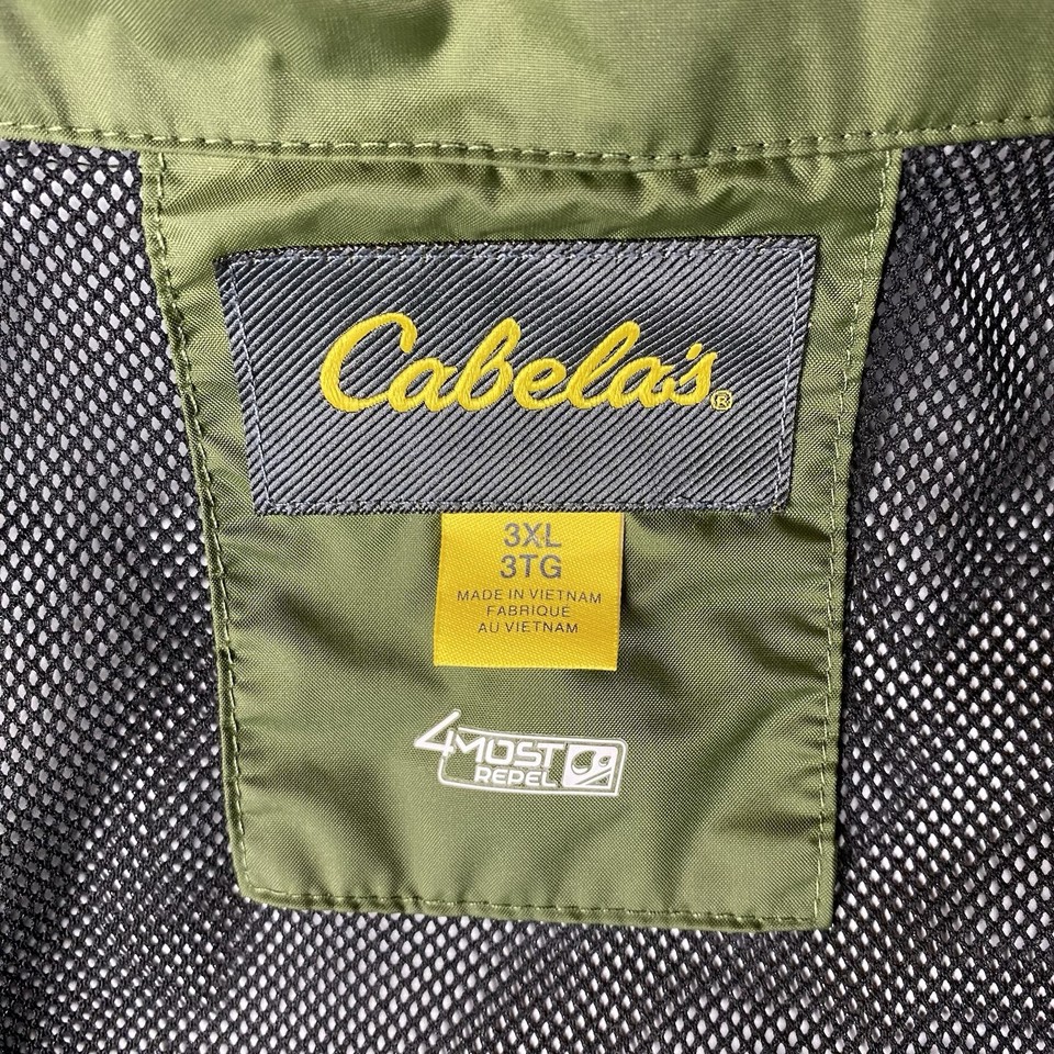 Cabela’s 4MOST REPel Colorblock Rain Jacket Green Gray Hooded ...