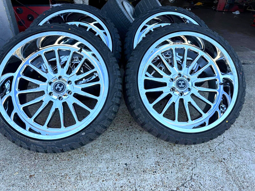 24x12 Hardcore HC24 Wheels rim 3053524Tires -44 Chrome 5x139 RAM 1500 ...