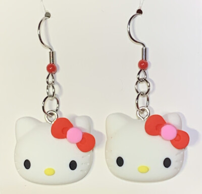 Silver Hello Kitty Drop Dangle Earrings!! | eBay