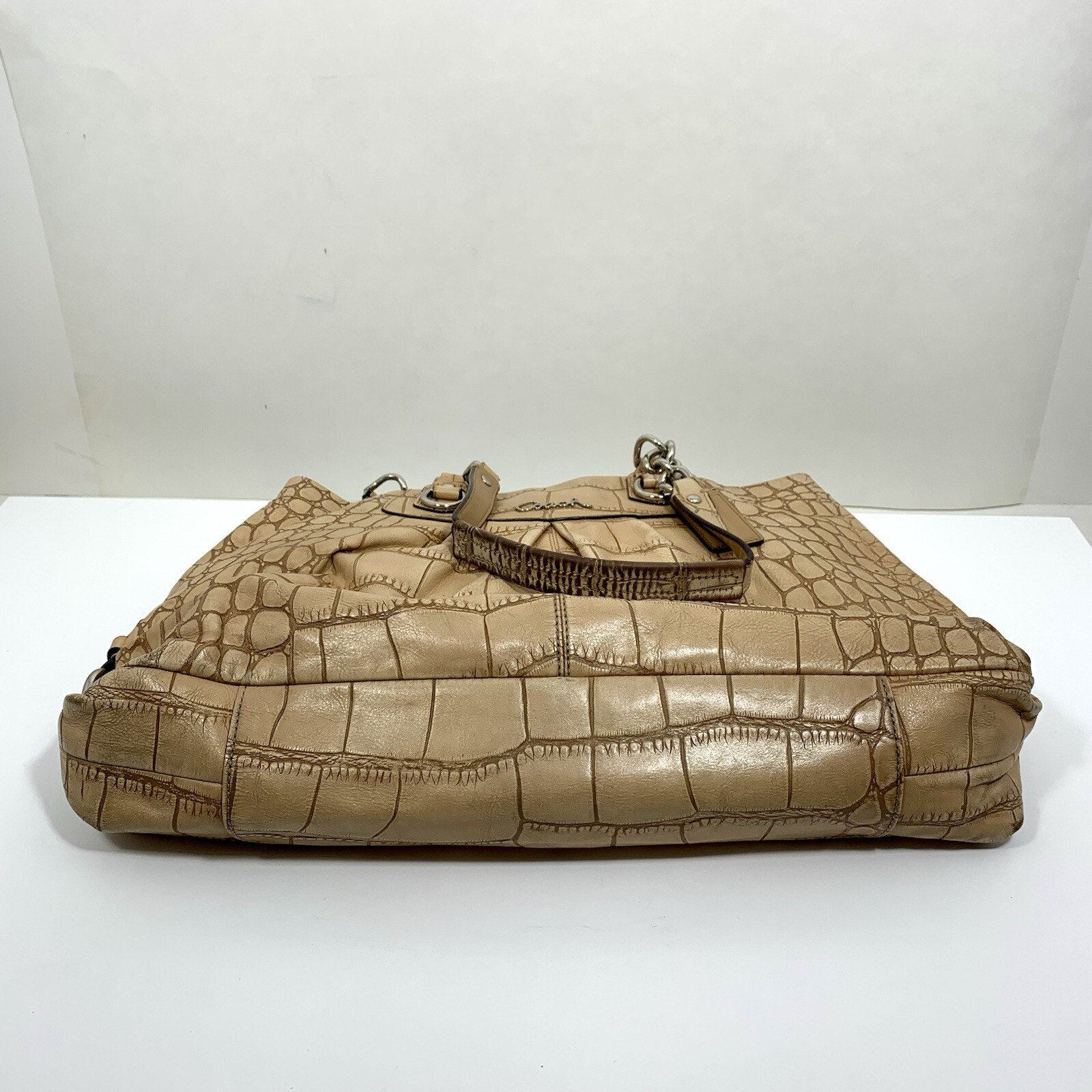 COACH Ashley F17661 Croc Embossed Leather Carry All Tote Bag Purse ...