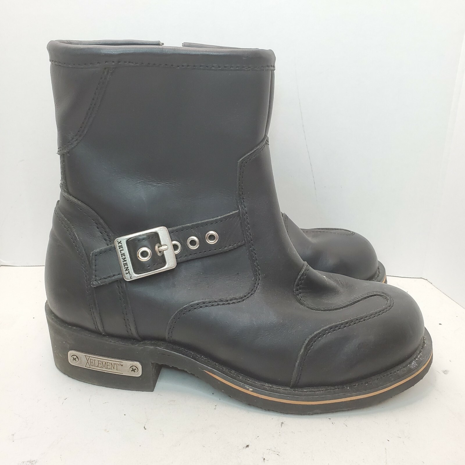 Xelement Black Leather Zipper Motorcycle Riding Boots… - Gem