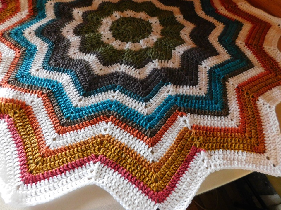 Handmade Baby Blanket Throw Warm Multi Color Crocheted 12 Point ...