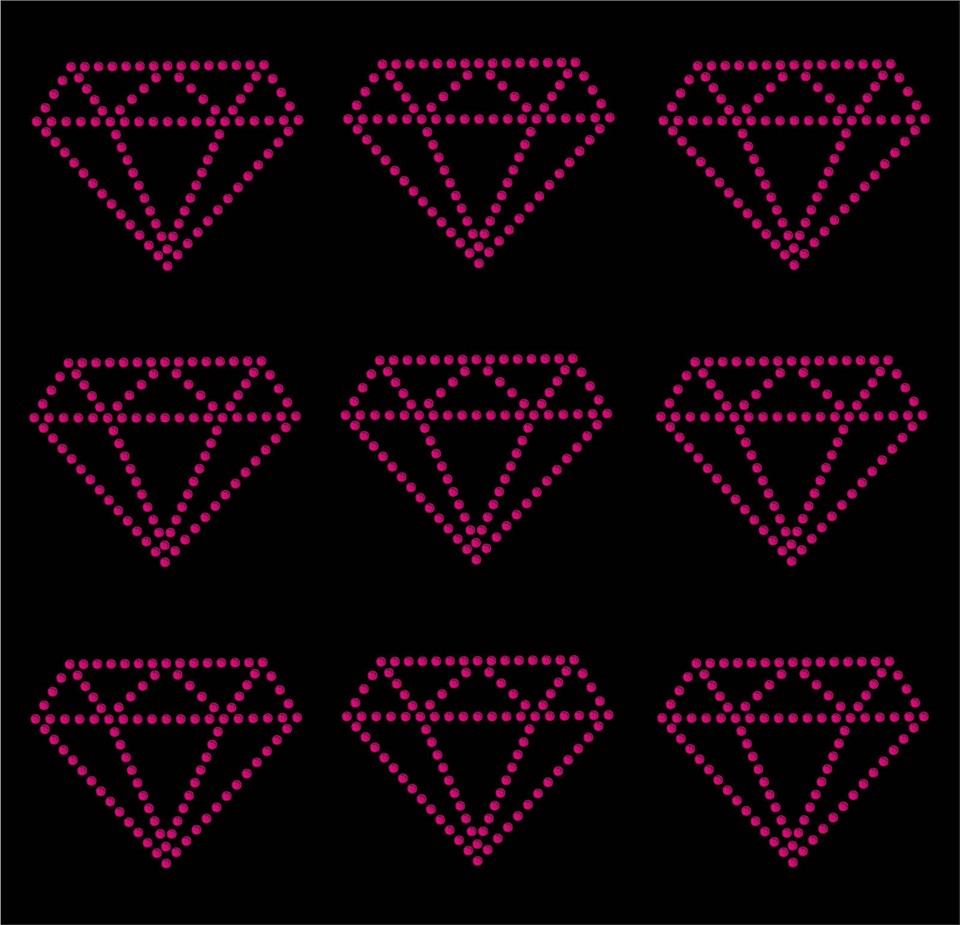9x 75mm Diamond Outline iron on Rhinestone Transfer crystal hotfix ...