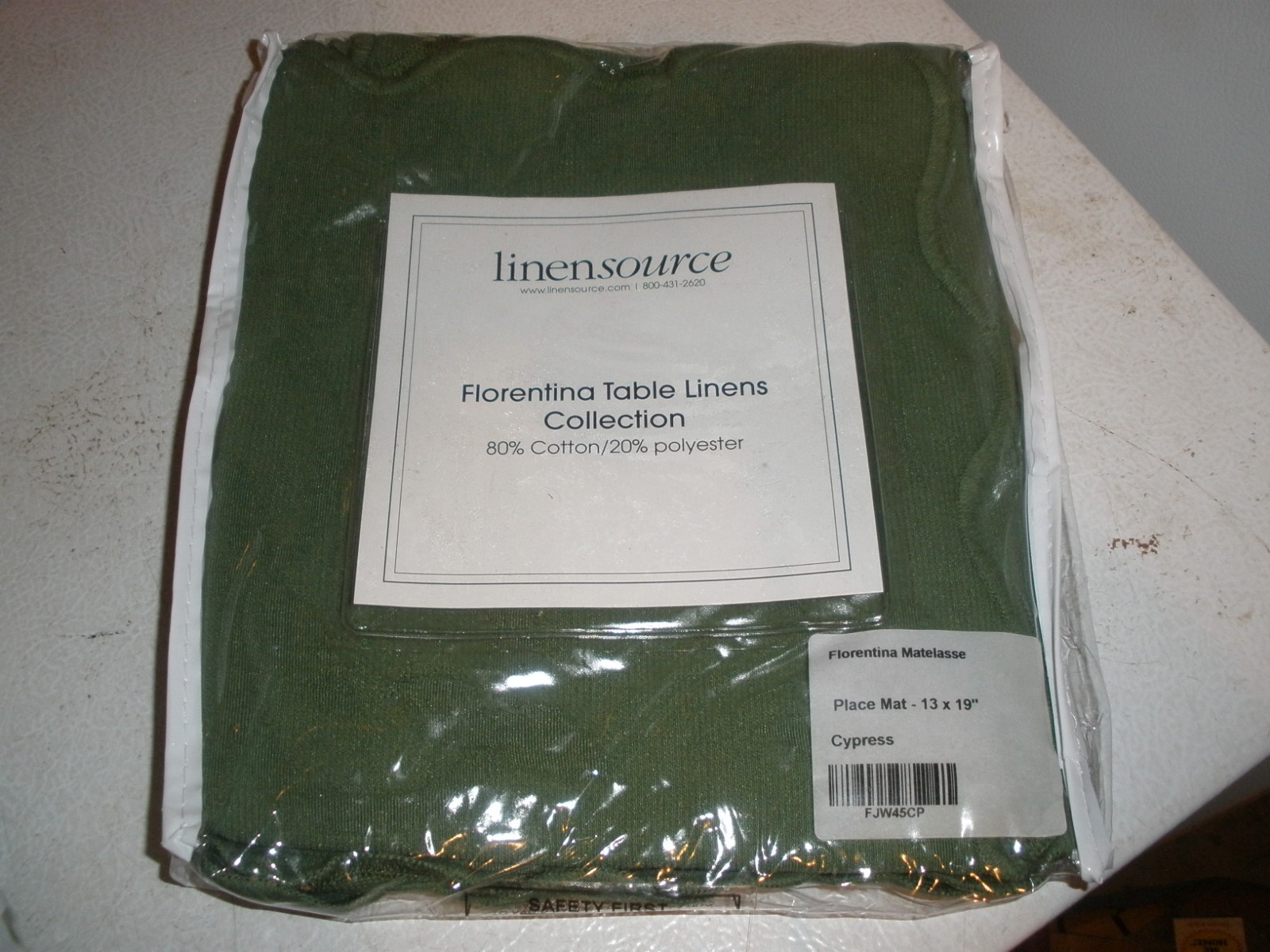 Linensource Florentina Table Linens Matelasse Cypress Green Set 4 ...