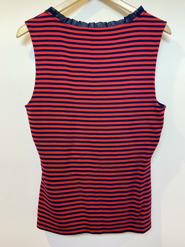 Review Formal Tank Top Blue And White Stripe Stretch Size 12 | eBay ...