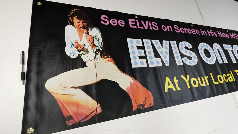 Elvis '72 Vintage Style Concert Stage Banner VERY RARE to promote movie ...