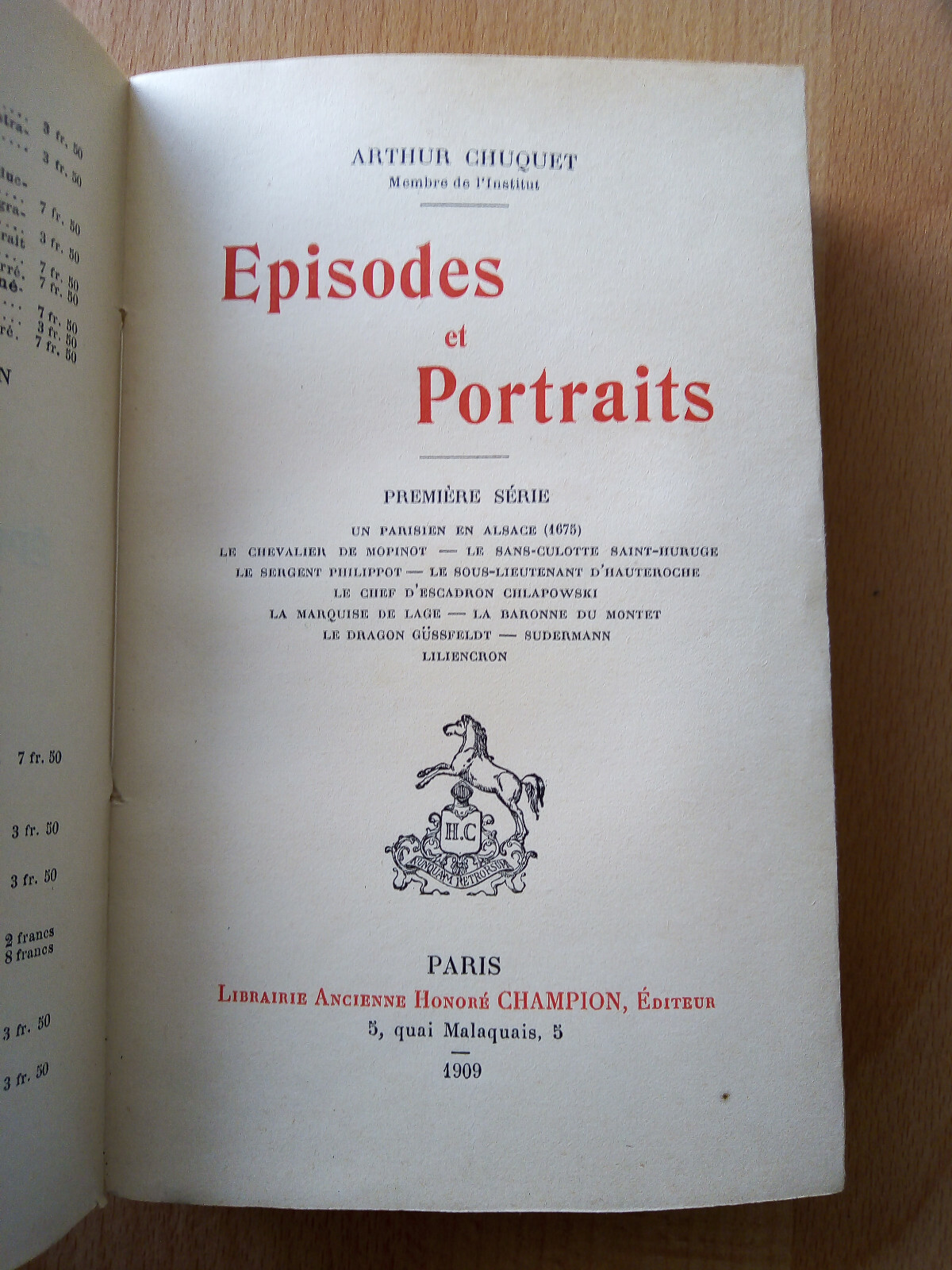 ARTHUR CHUQUET Episodes et Portraits (Première Série) 1909 Honoré ...
