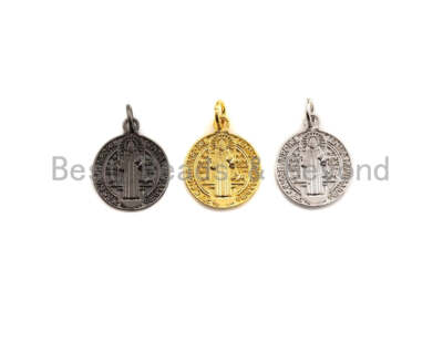 Saint St Benedict Medallion Coin Pendant, Round Coin Pendant, Religious ...