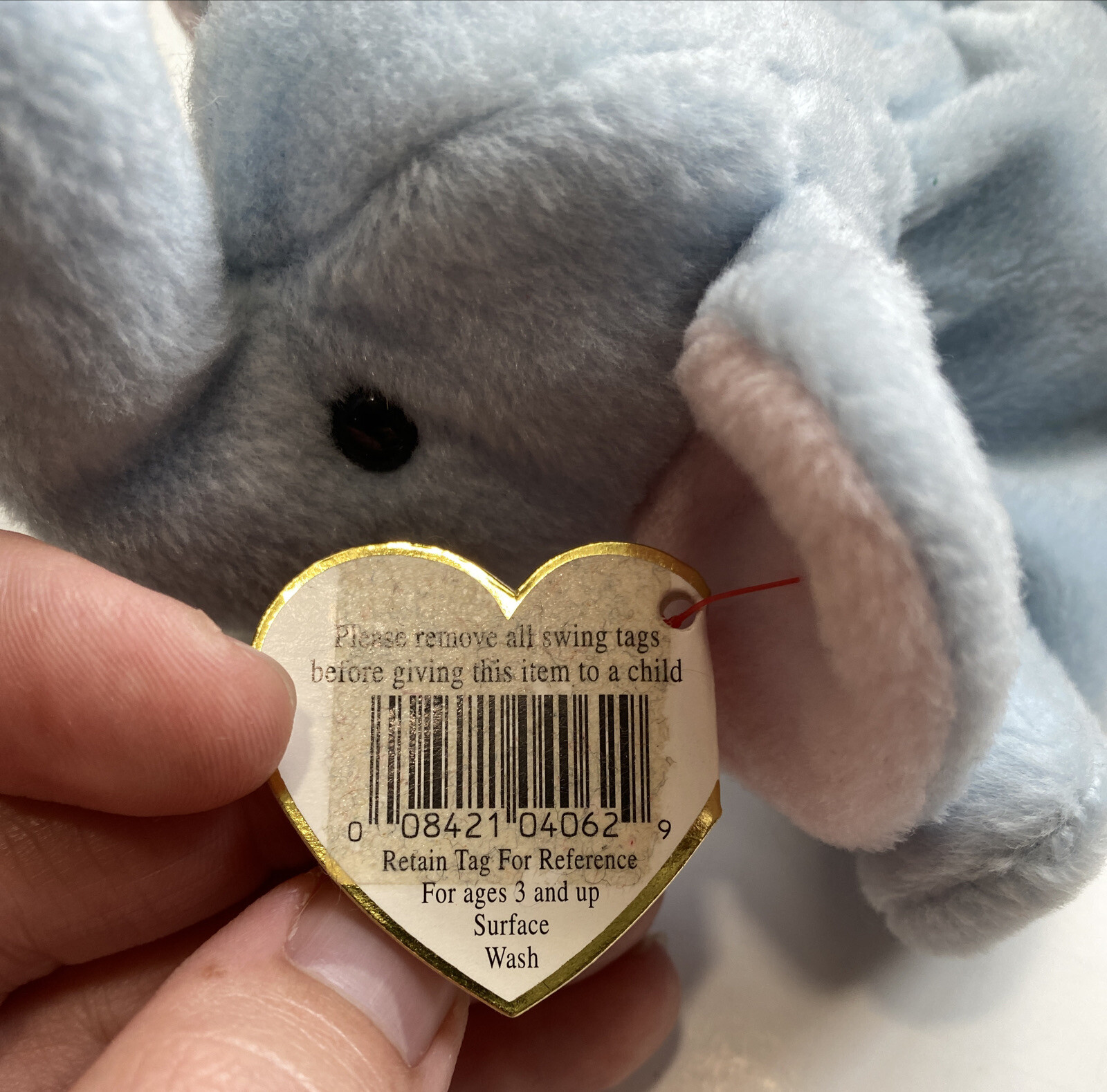 TY Beanie Baby - Peanut the Elephant - Light Blue - 1995 - Rare Style ...