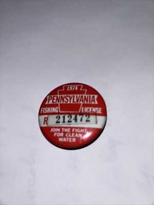 1974 Pennsylvania Fishing License #212472 Vintage Pin Back Button | eBay