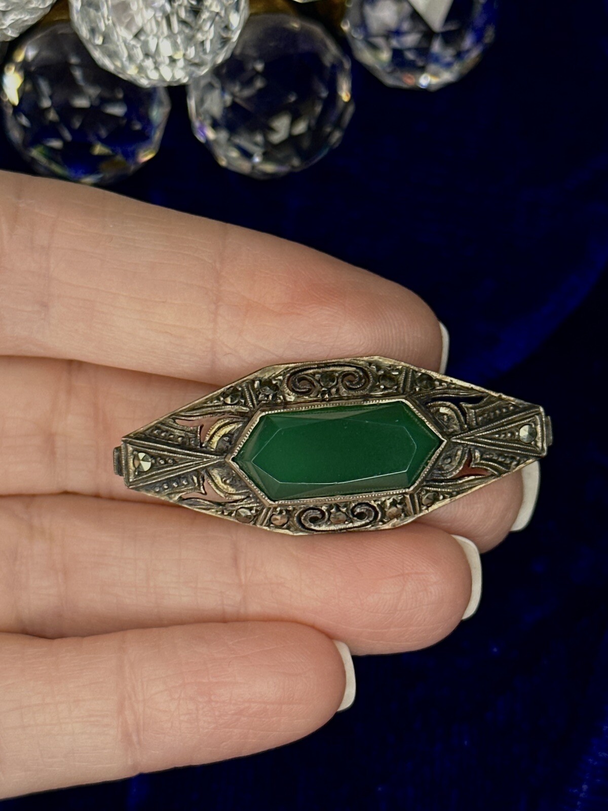 ANTIQUE GERMANY STERLING SILVER BAR PIN ~ ART DECO ~G… - Gem