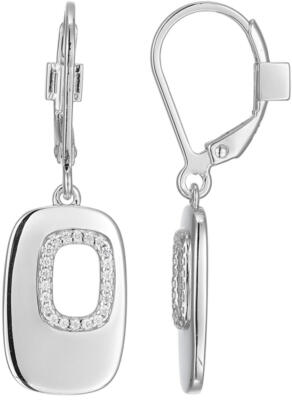 ELLE Jewelry - Sterling Silver Rectangular Drop Earrings with Cubic ...
