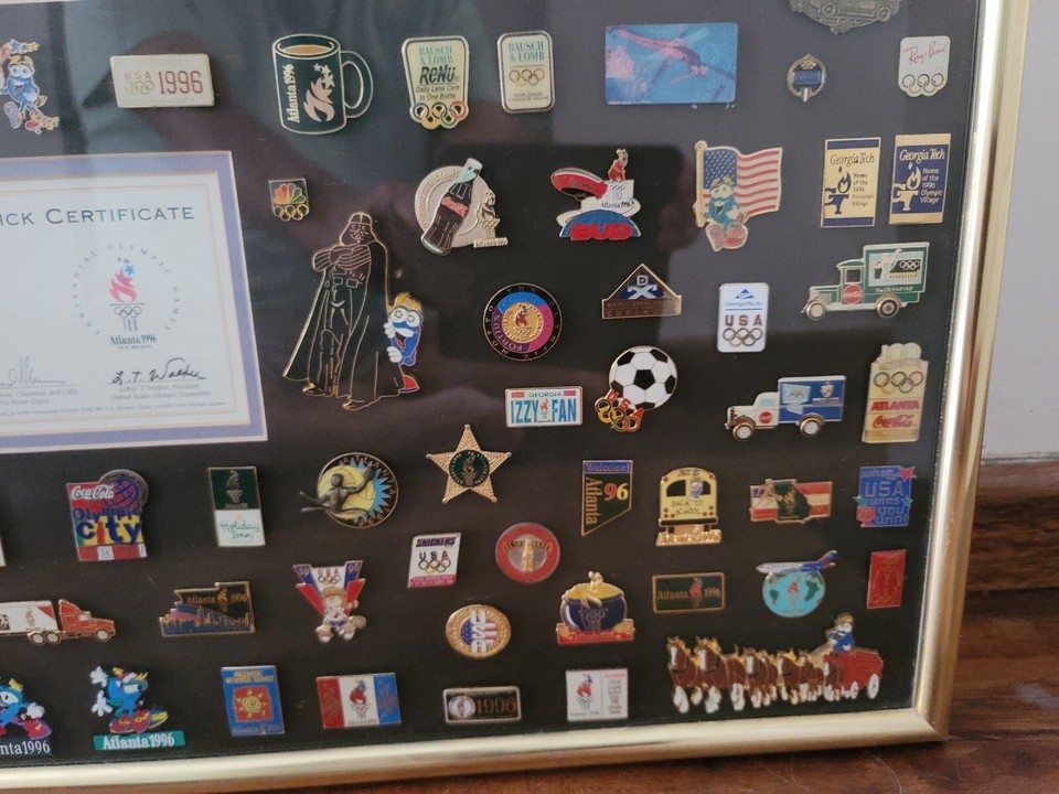 Olympic Pins 240+ Framed ~ Many Rare Pins & Full Sets ~ 1996 Atlanta ...