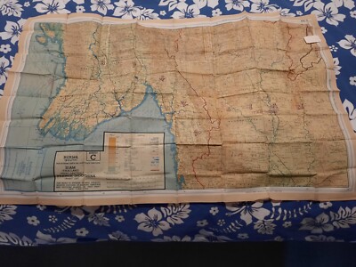 WW2 Aircrew Escape Silk Maps C & D of Burma & Thailand | eBay