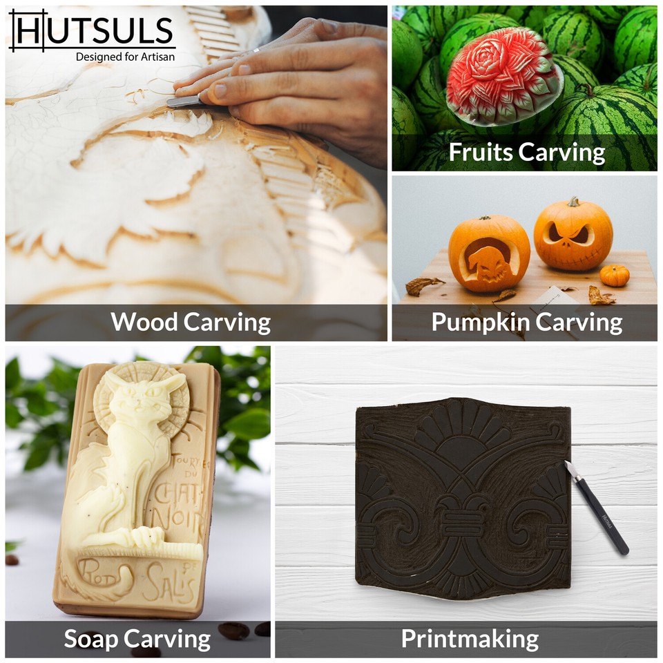 HUTSULS Small Wood Carving Tools Beginners 12 Mini Chisel Set Relief ...