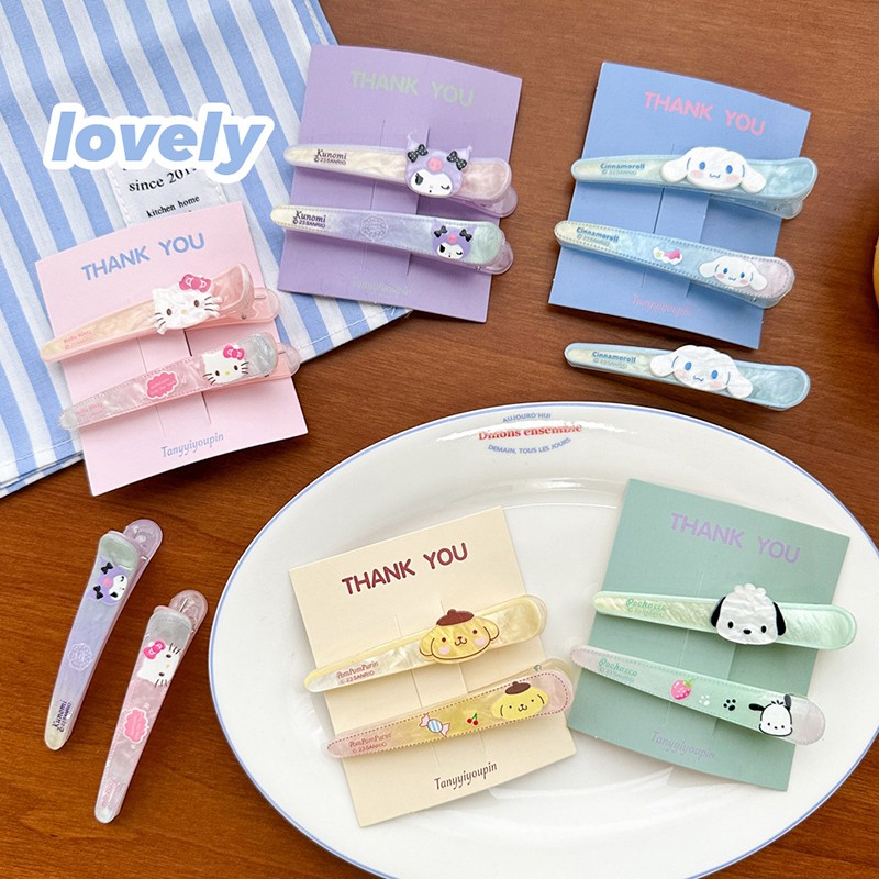 2PCS Cute Cartoon Acrylic Duckbill Clips Sweet Kawaii Anime Hair Clip ...